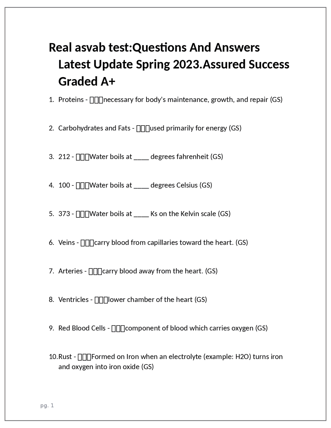 Real asvab test:Questions And Answers Latest Update Spring 2023.Assured ...