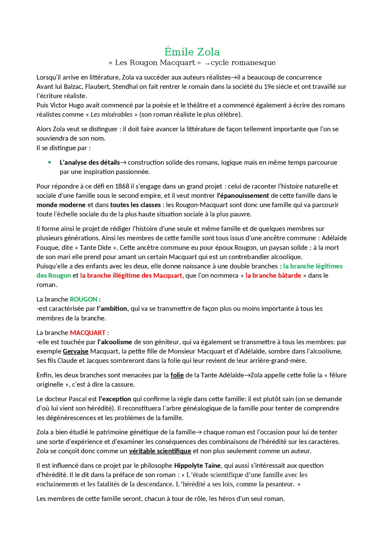 Réalisme Et Emile Zola Dispense Di Francese Docsity