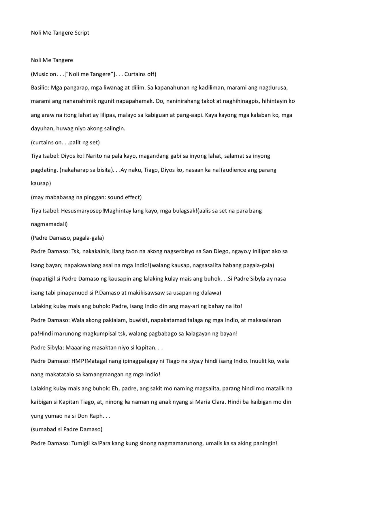 Rizal Script for roleplay | Schemes and Mind Maps Statics | Docsity