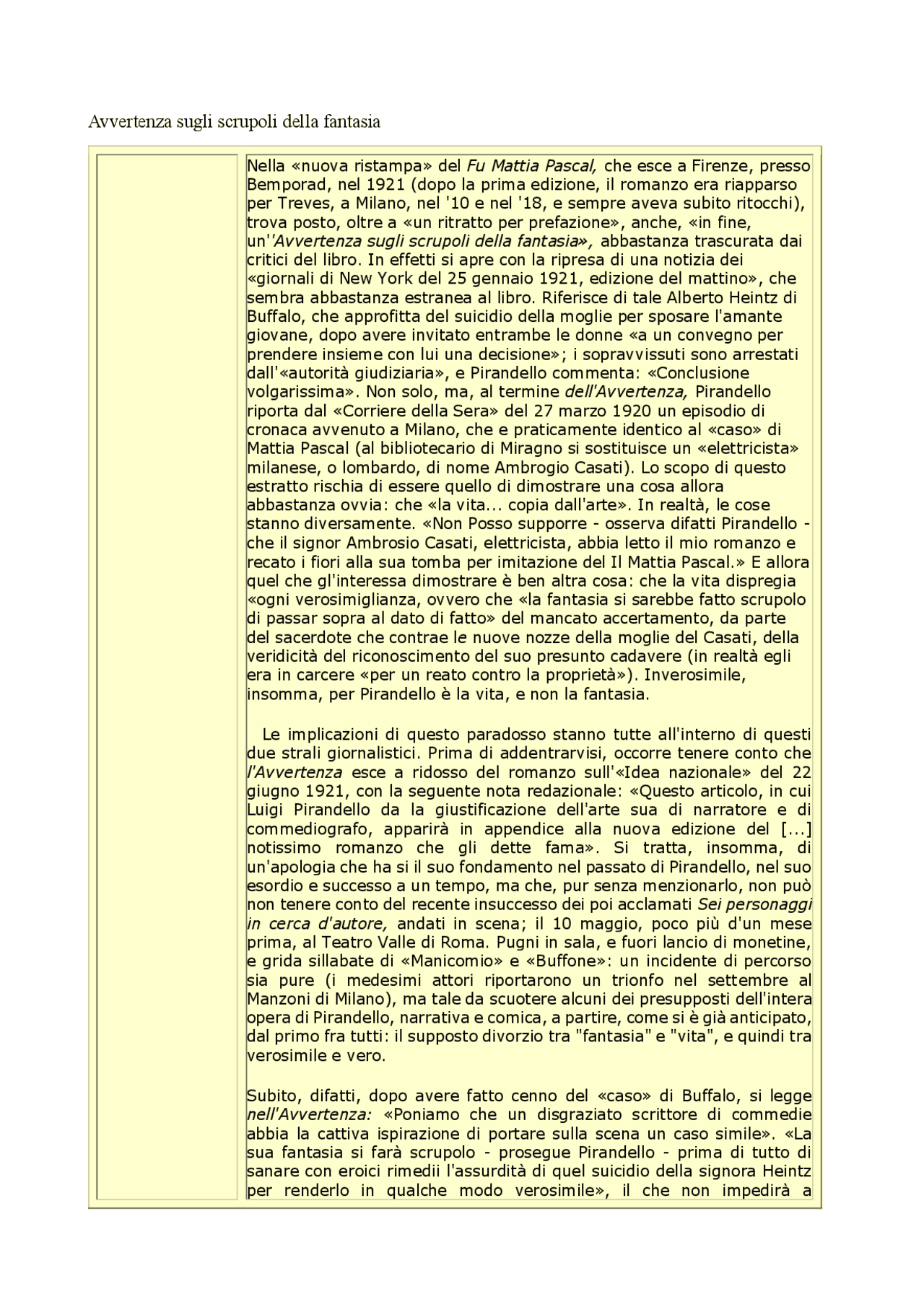 sintesi capitolo per capitolo del fu mattia pascal | Sintesi del corso ...