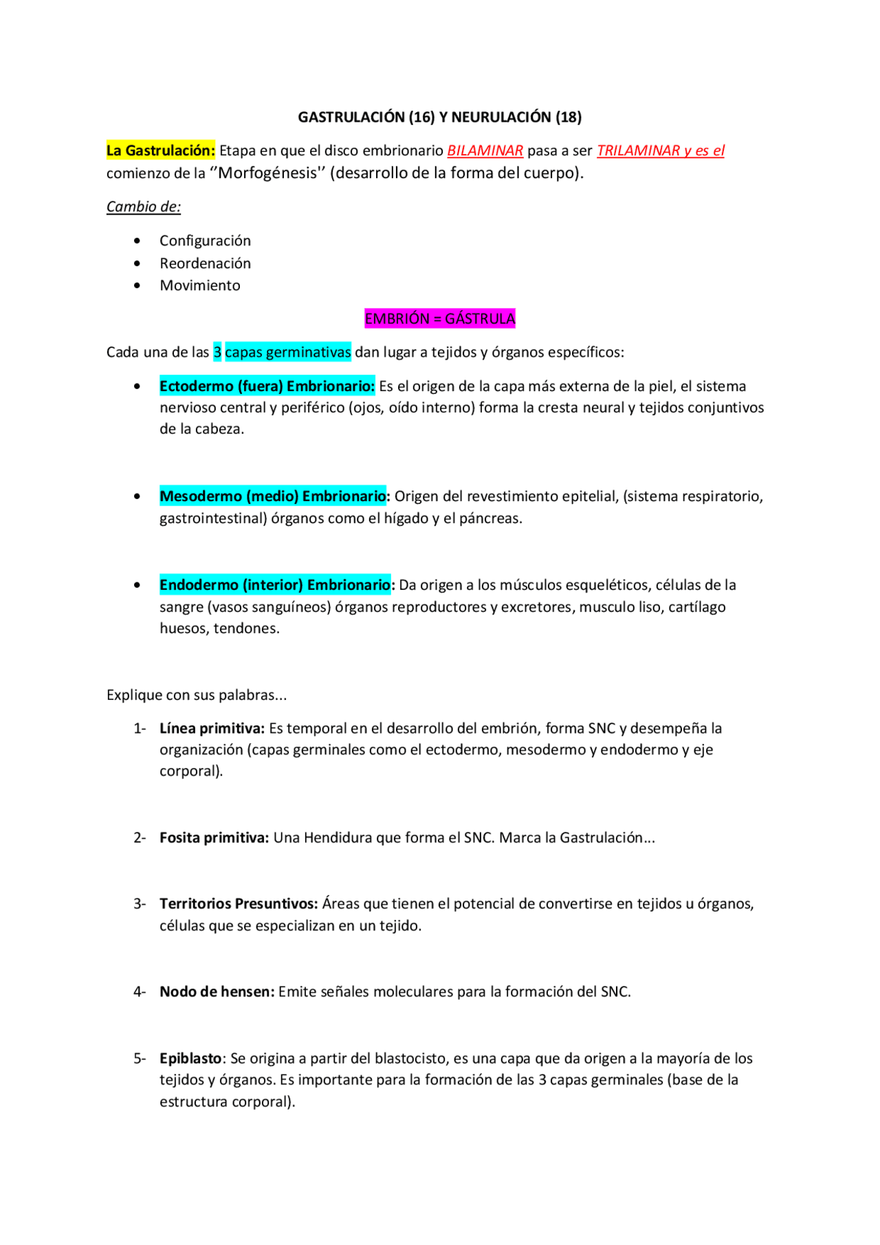 Embriologia Resumen Clase Apuntes De