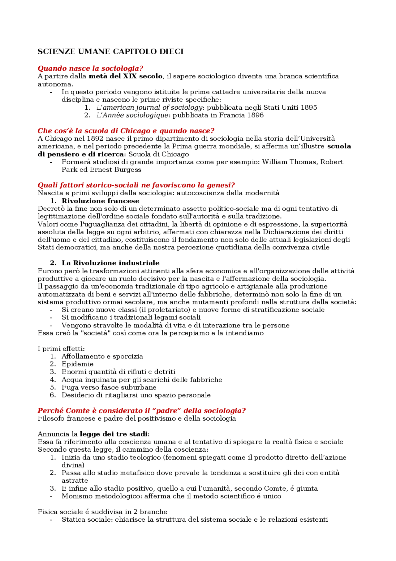 Appunti Scienze Umane 5 Superiore Appunti Di Scienze Umane Docsity