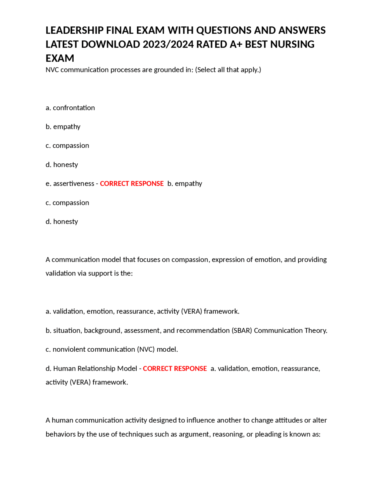 LEADERSHIP FINAL EXAM WITH QUESTIONS AND ANSWERS LATEST DOWNLOAD 2023/ ...