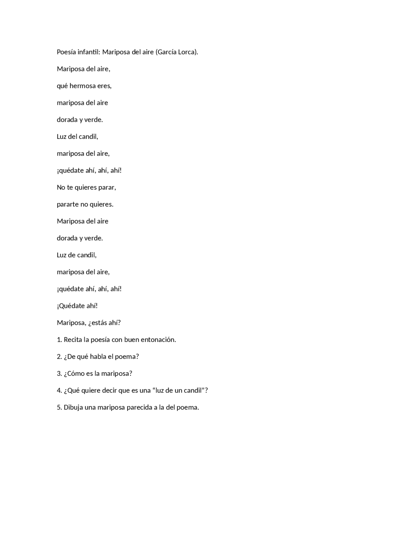 Poesia de Federico Garcia Lorca | Ejercicios de Lengua y Literatura ...