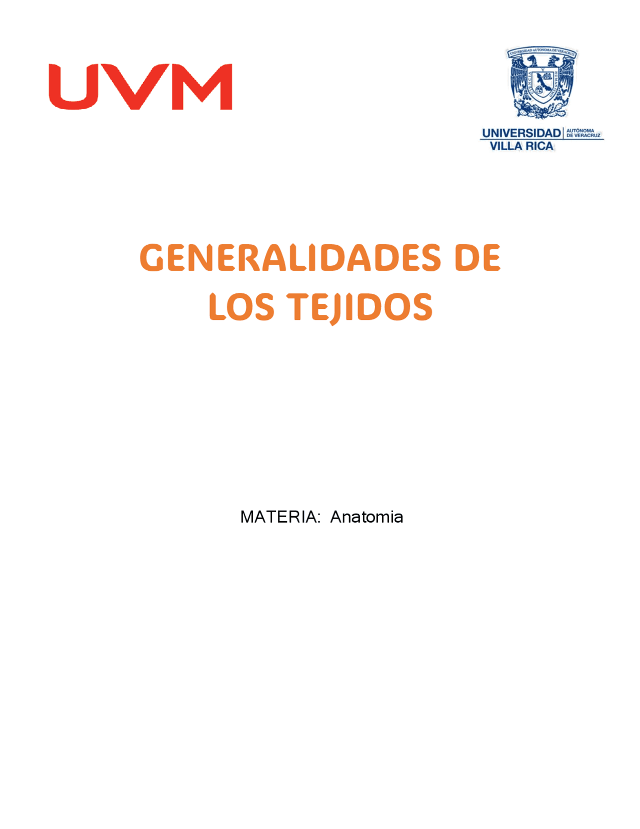 Generalidades de los tejidos | Resúmenes de Anatomía | Docsity