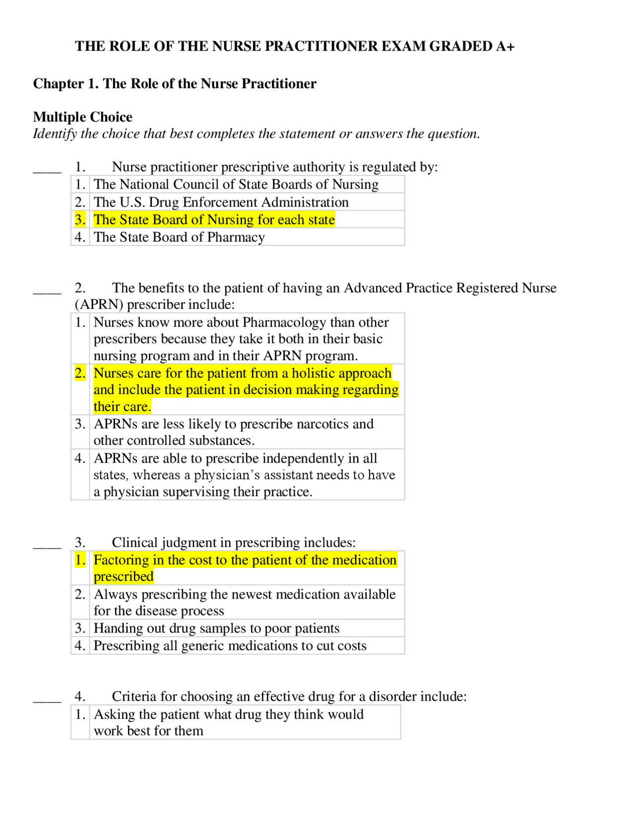 THE ROLE OF THE NURSE PRACTITIONER EXAM GRADED A+ Chapter 1. The Role ...