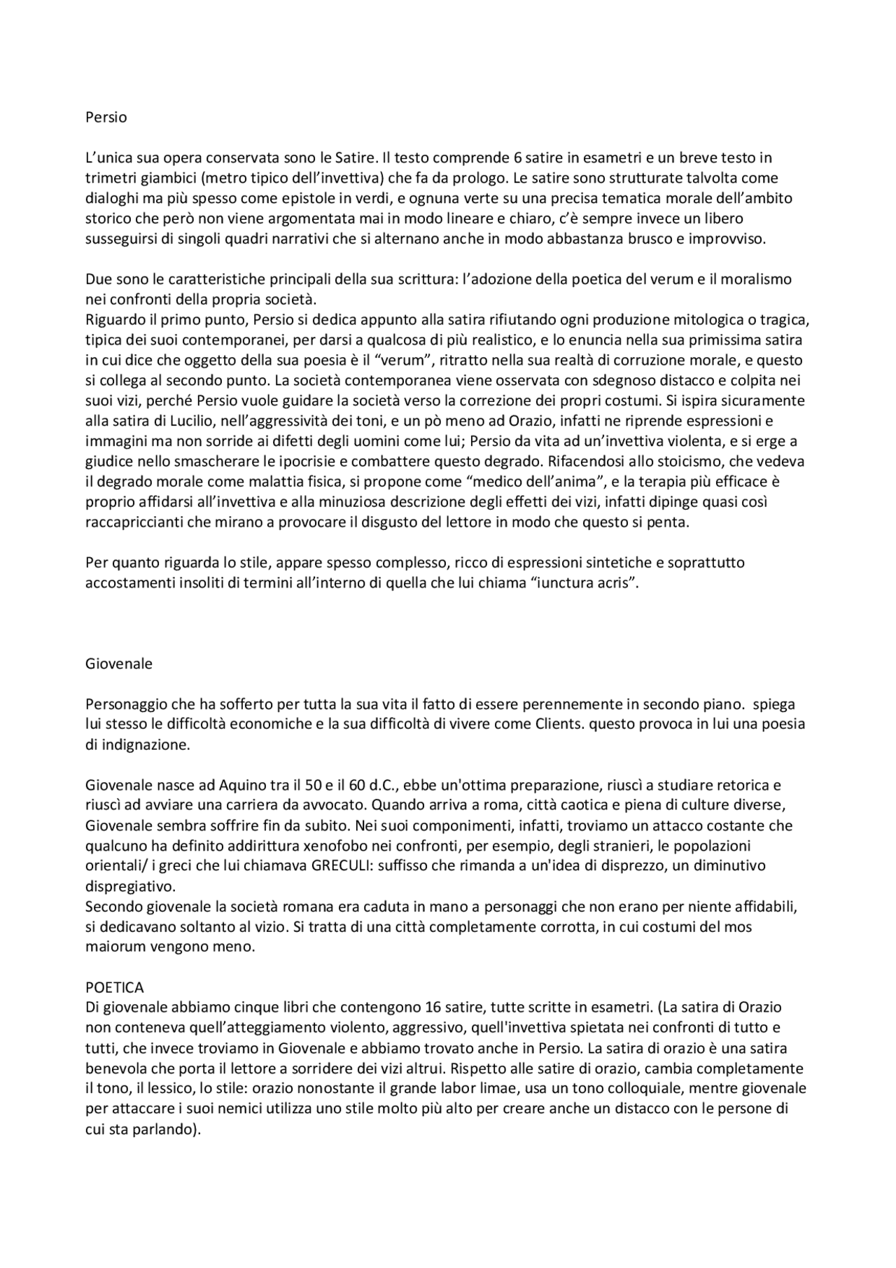 Persio, Giovenale, Marziale, Quintiliano, Tacito | Appunti di Latino | Docsity