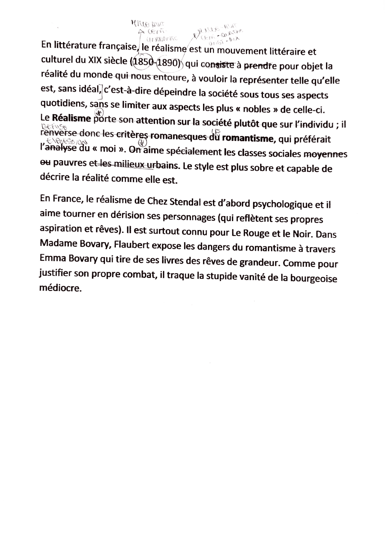 Le Realisme In Francese Schemi E Mappe Concettuali Di Francese Docsity