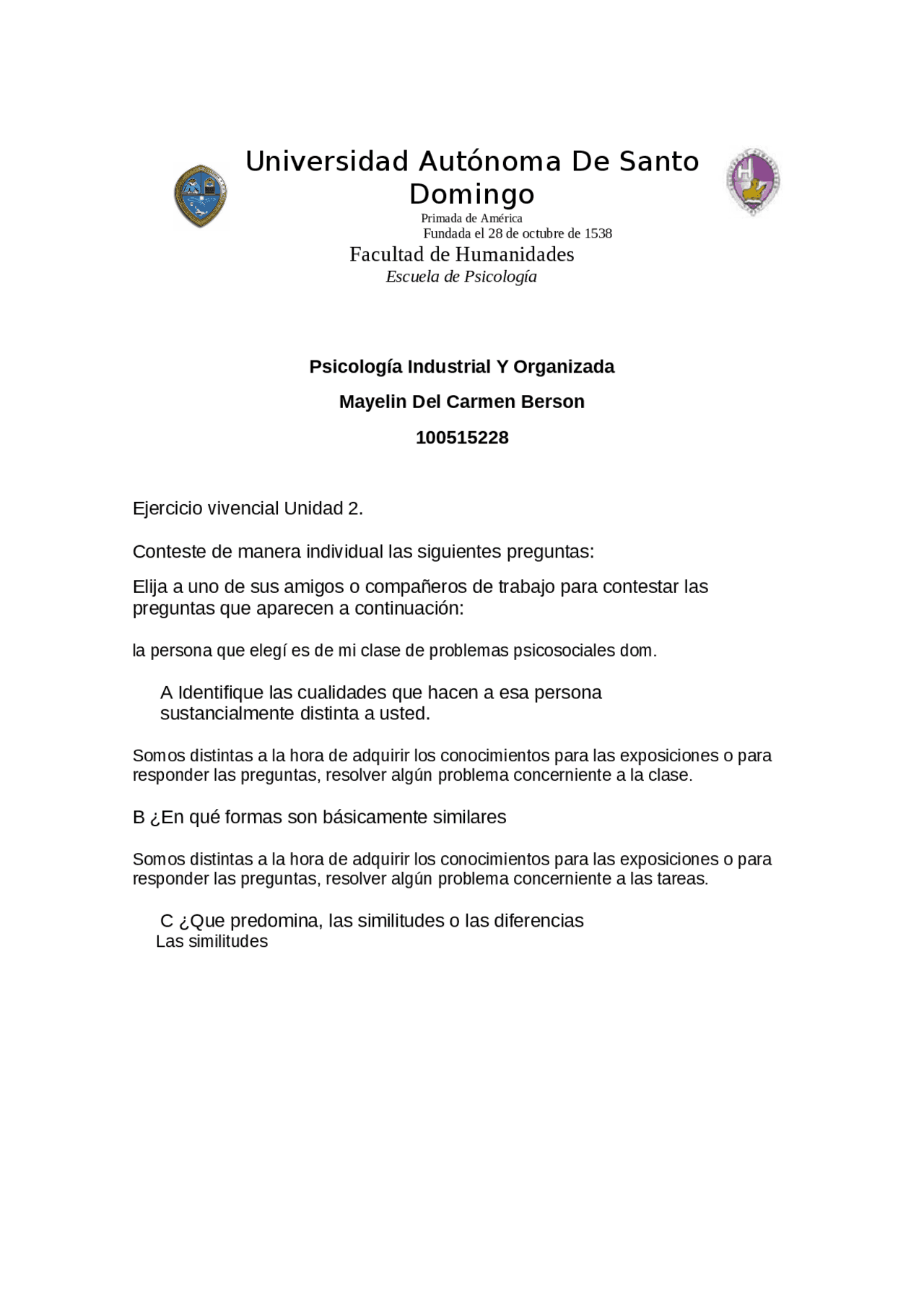 Trata de resolver problemas vivencial | Ejercicios de Psicología | Docsity