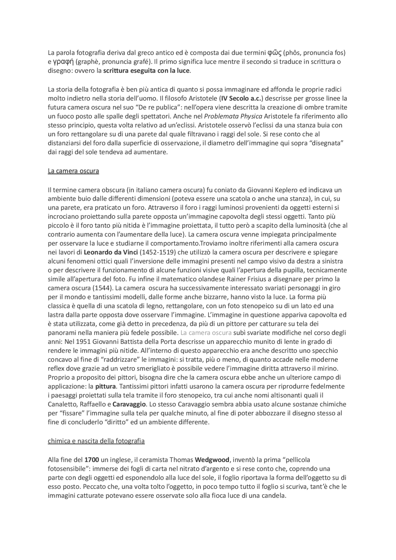 Breve storia della fotografia | Appunti di Arte e territorio | Docsity