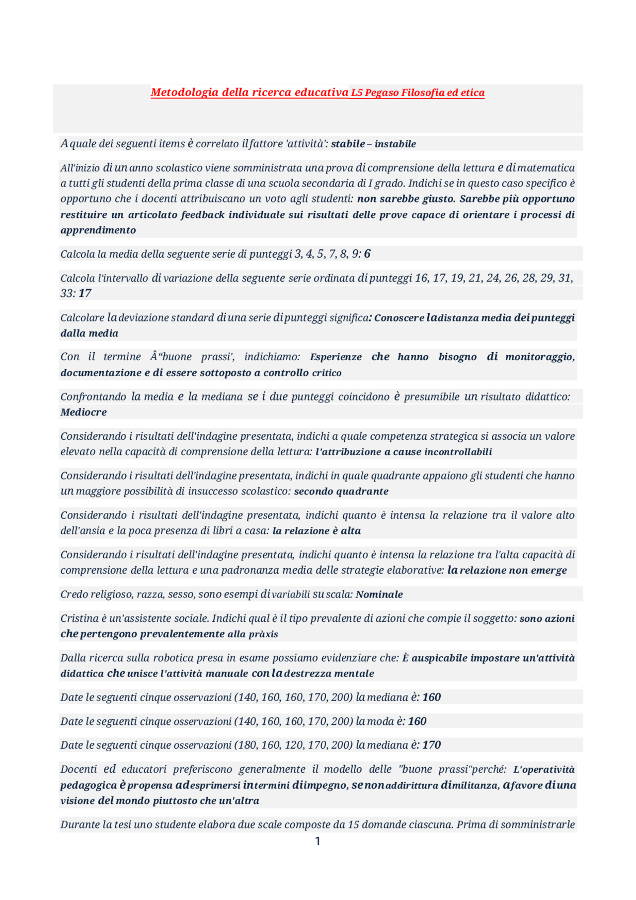 Metodologia E Ricerca Educativa Prove Desame Di Modelli E Tecniche
