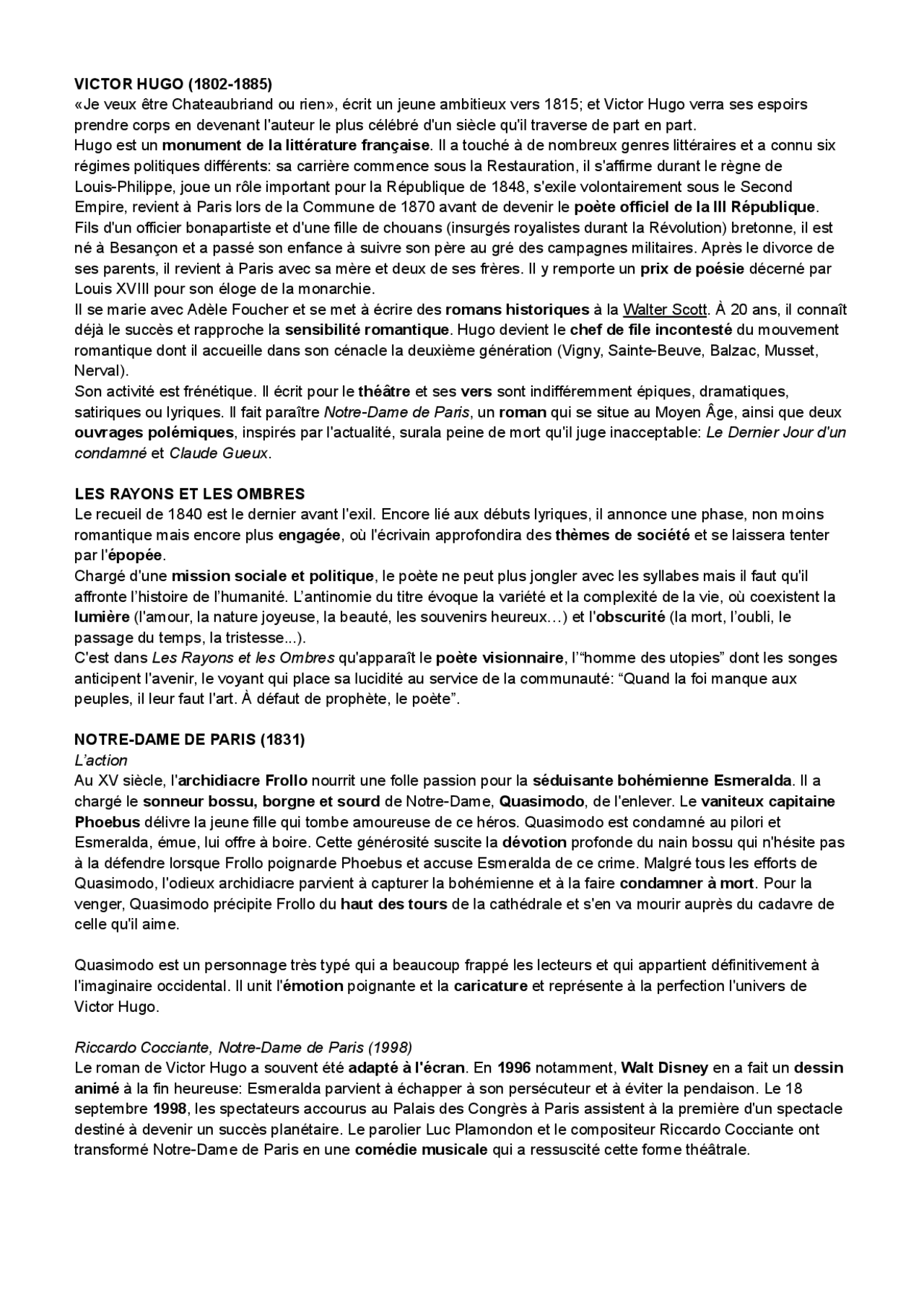 Francese Victor Hugo Appunti Di Francese Docsity