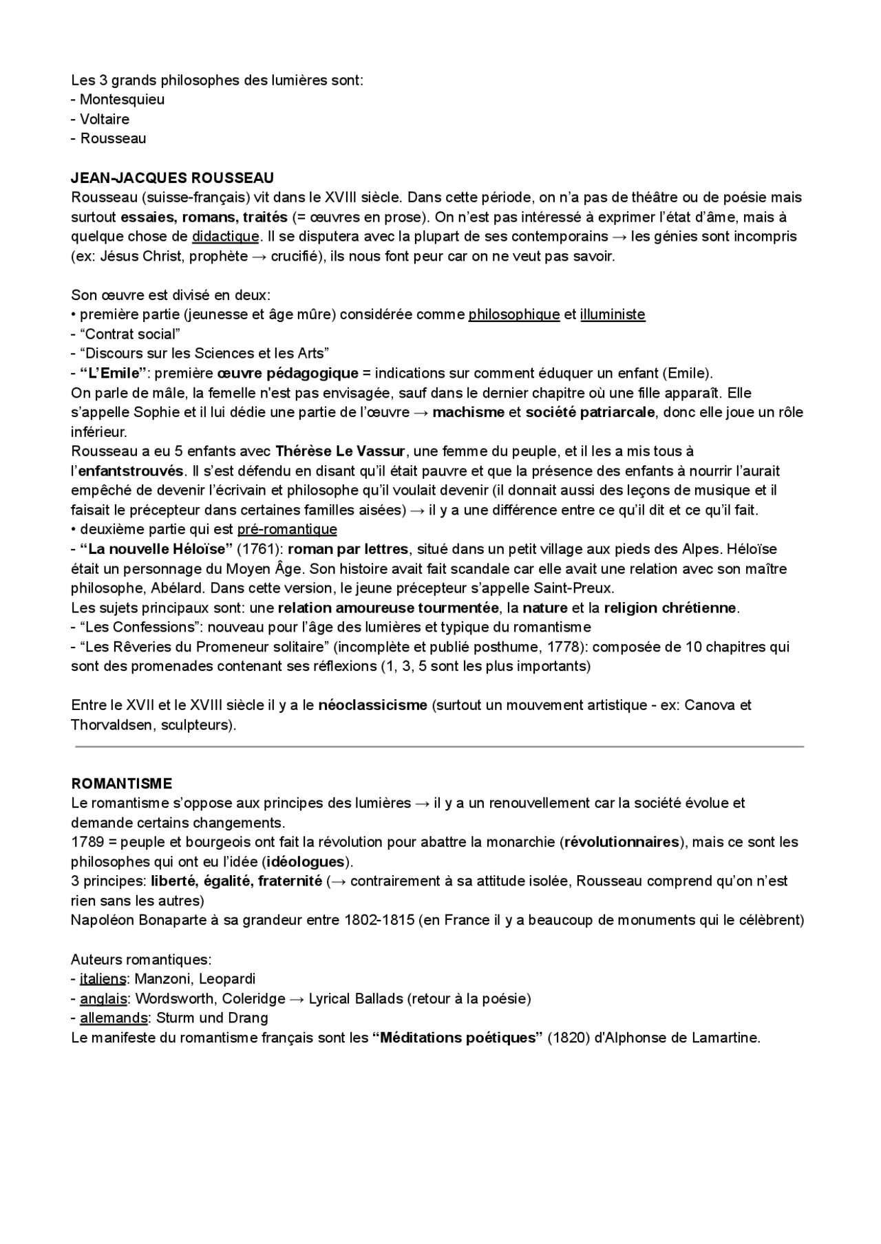 Francese Le Romantisme Appunti Di Francese Docsity