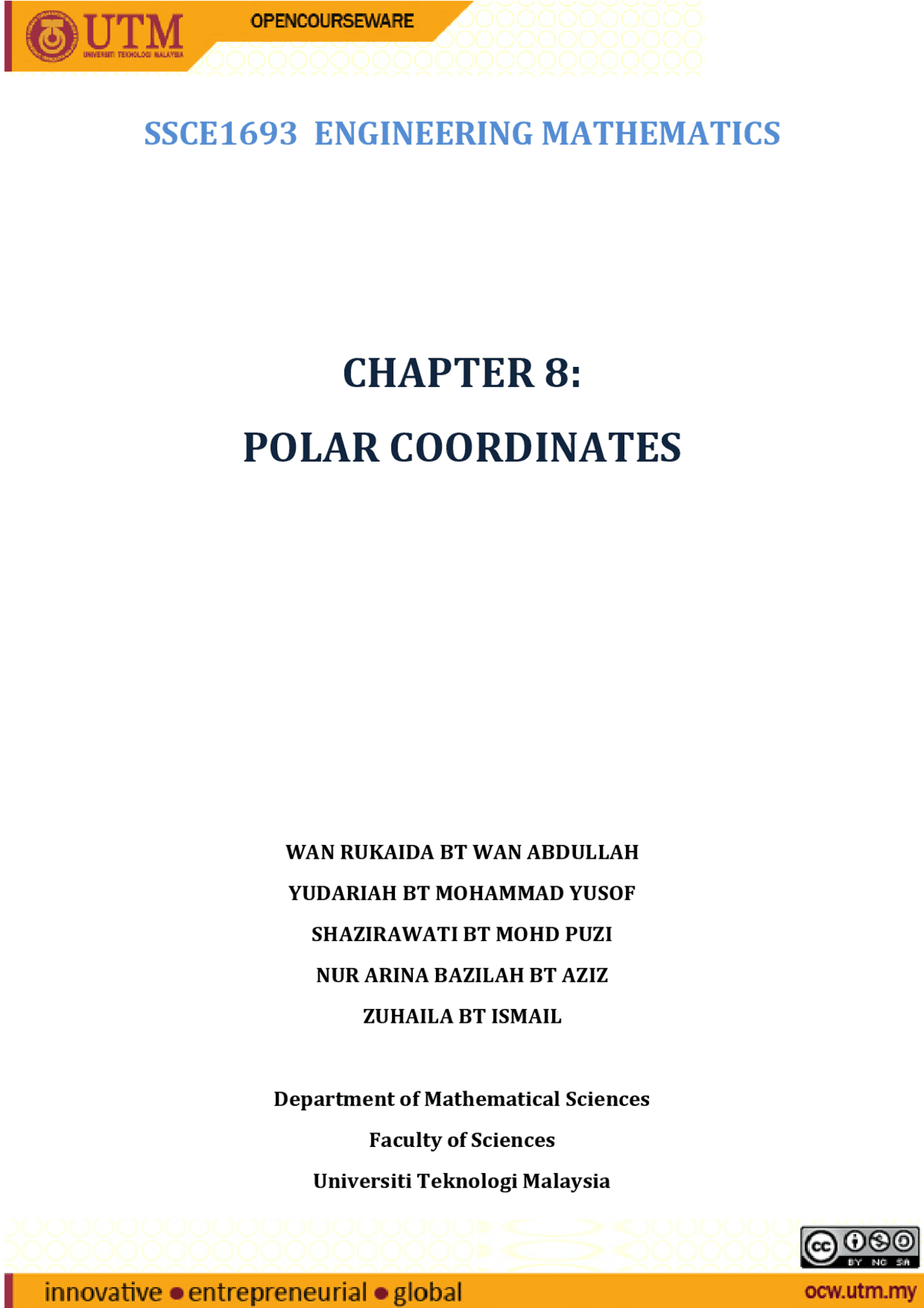 Chapter 8 Polar Coordinates Lecture Notes Engineering Mathematics