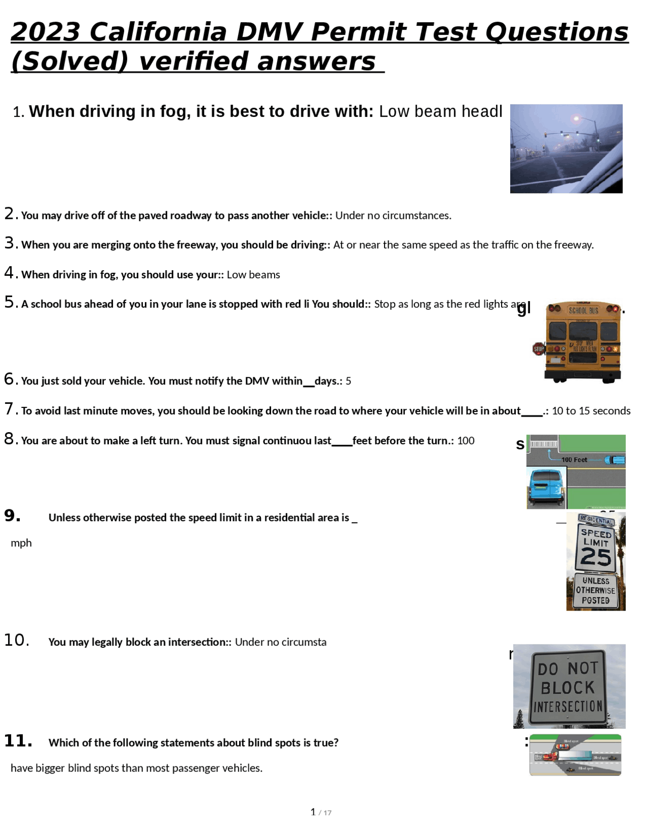 2023 California DMV Permit Test Questions (Solved) verified answers ...