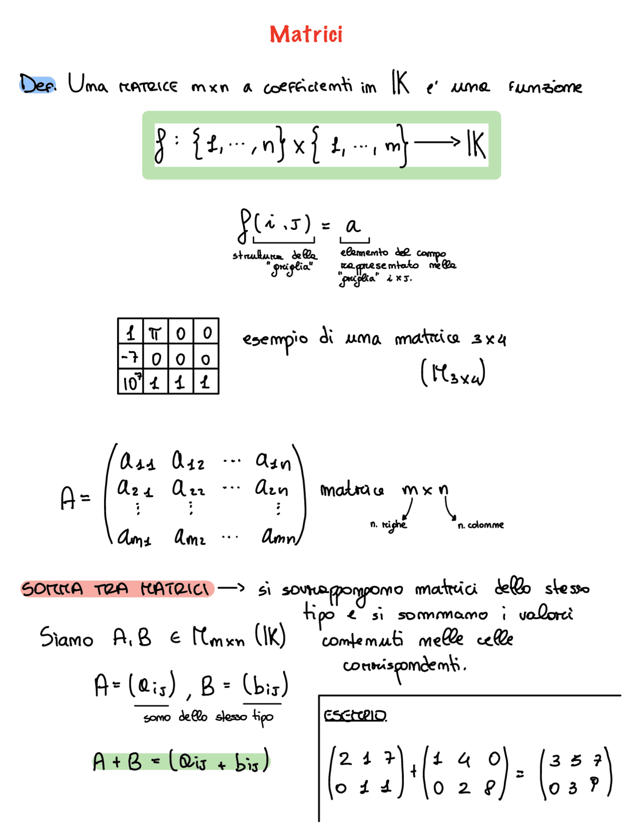 Le Matrici: proprietà e caratteristiche | Appunti di Algebra Lineare e ...