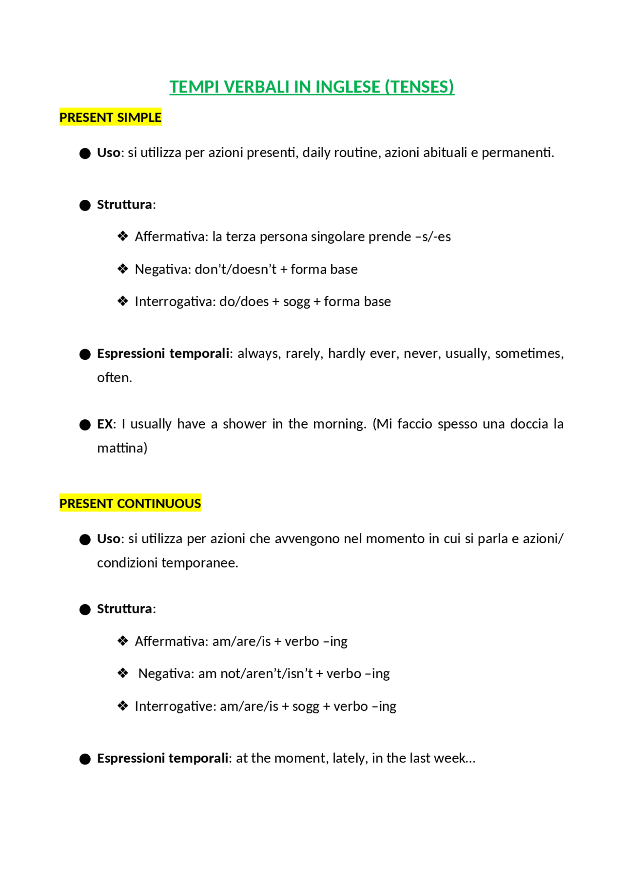Schema Tempi Verbali Inglesi Schemi E Mappe Concettuali Di Inglese