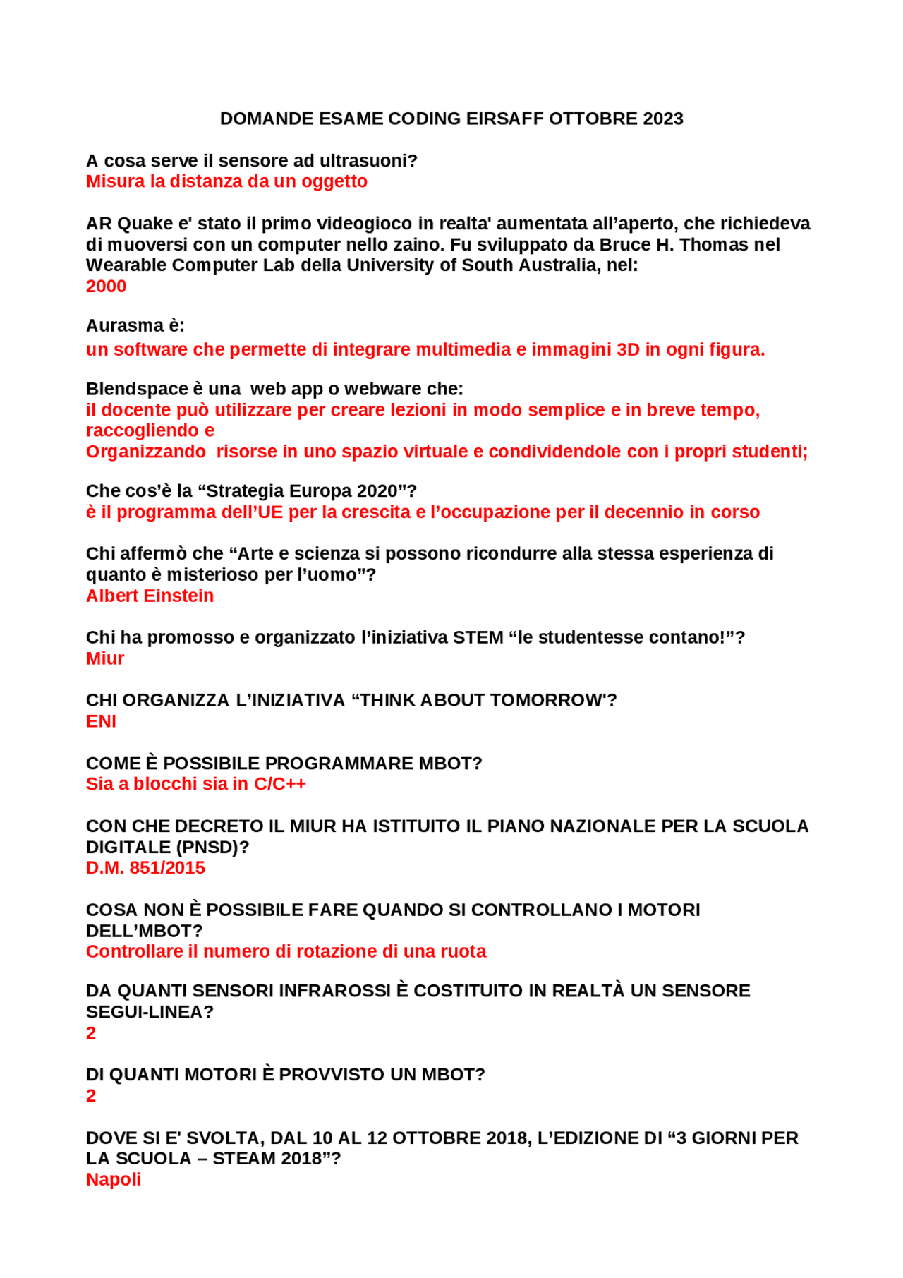 Esame Coding Eirsaf Ottobre 2023 Prove Desame Di Fondamenti Di