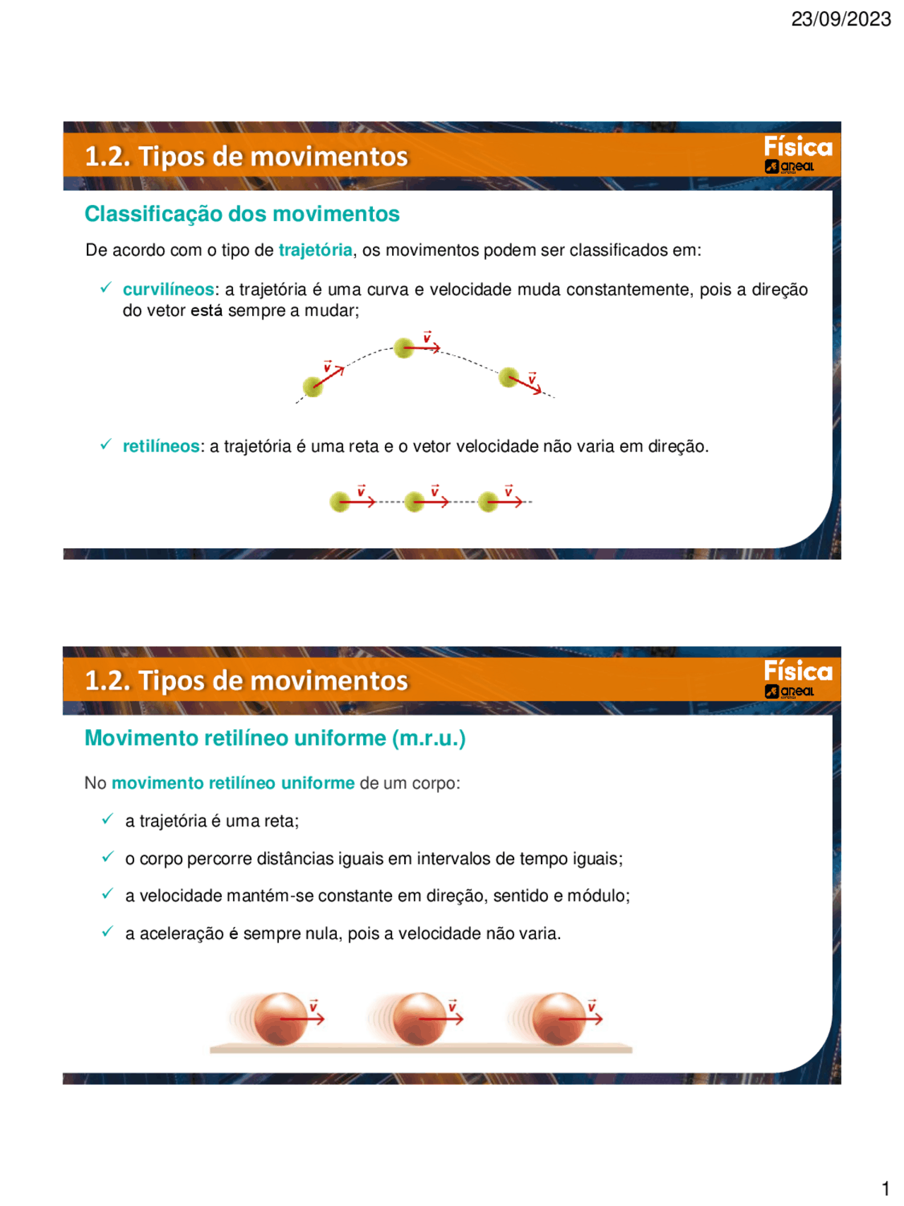 Tipos De Movimentos 11ºano Slides Física Docsity