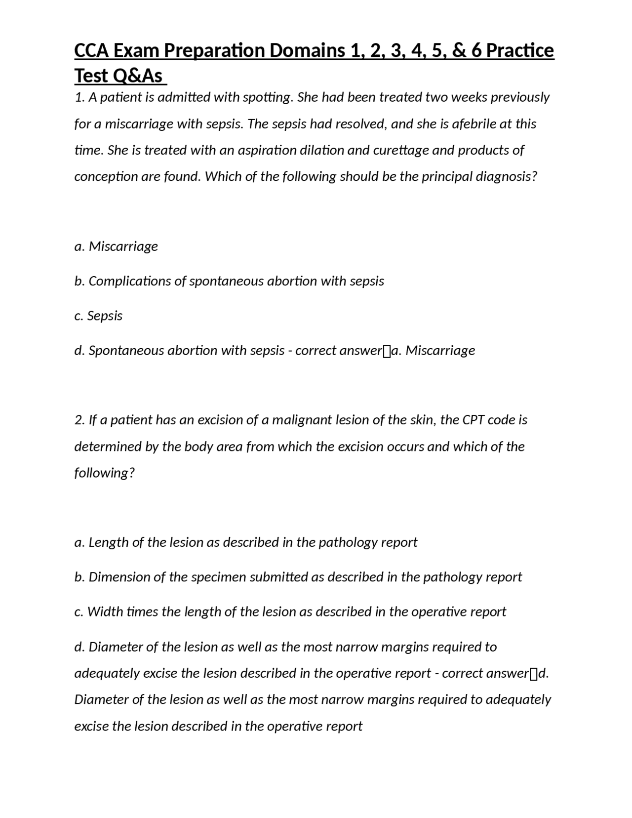 CCA Exam Preparation Domains 1, 2, 3, 4, 5, & 6 Practice Test Q&As ...