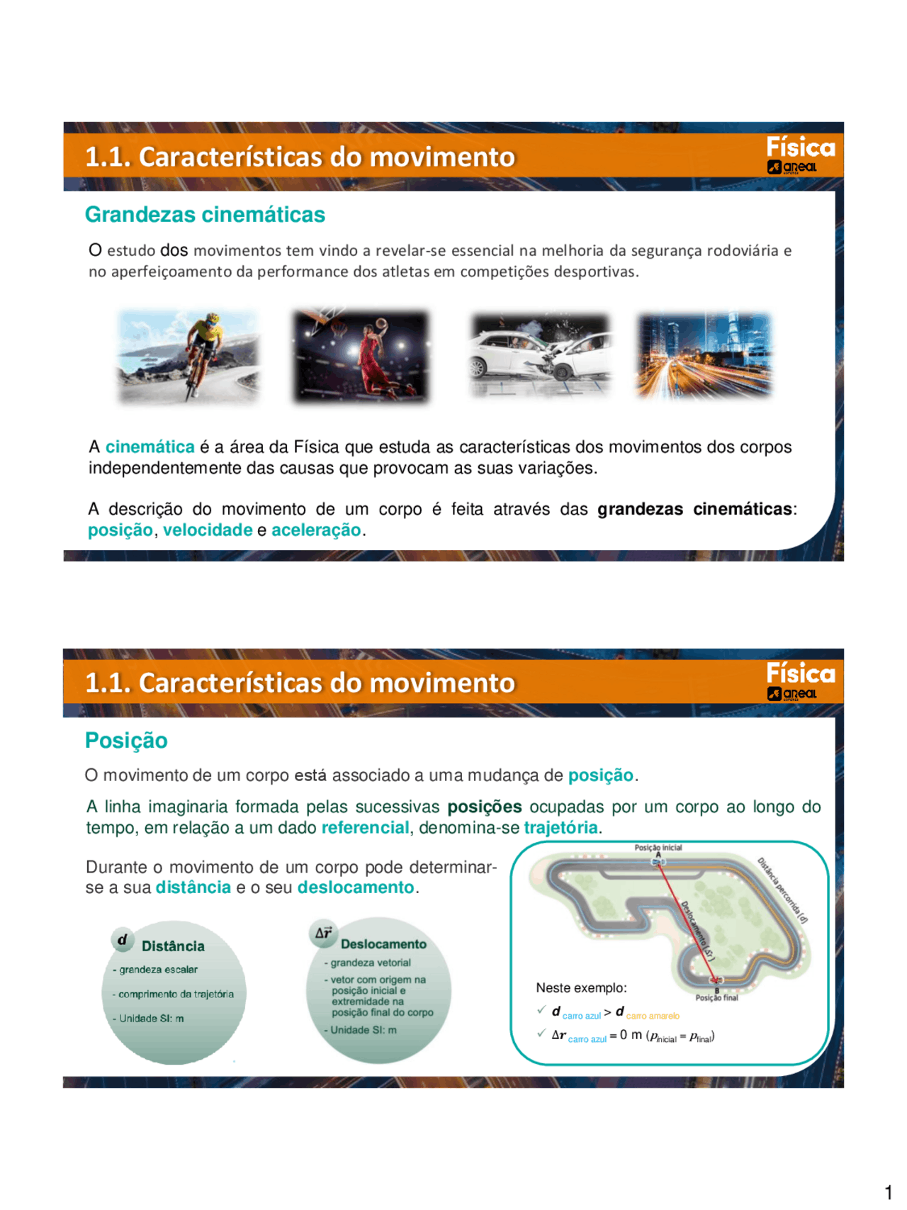 Características do Movimento | Slides Física para Ensino Médio | Docsity