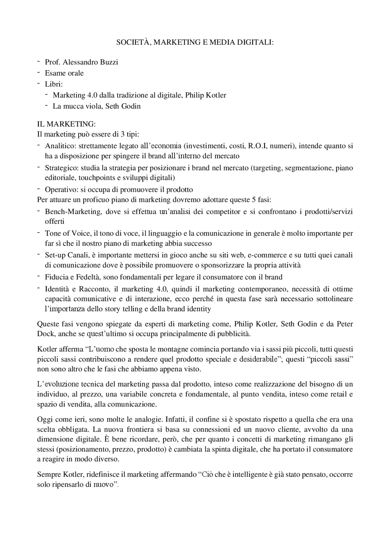 Appunti di Società, Marketing e media digitali di Alessandro Buzzi ...