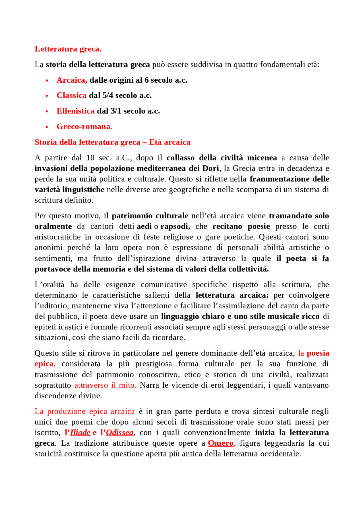 Letteratura Greca pt.2 esame | Sbobinature di Letteratura Greca | Docsity