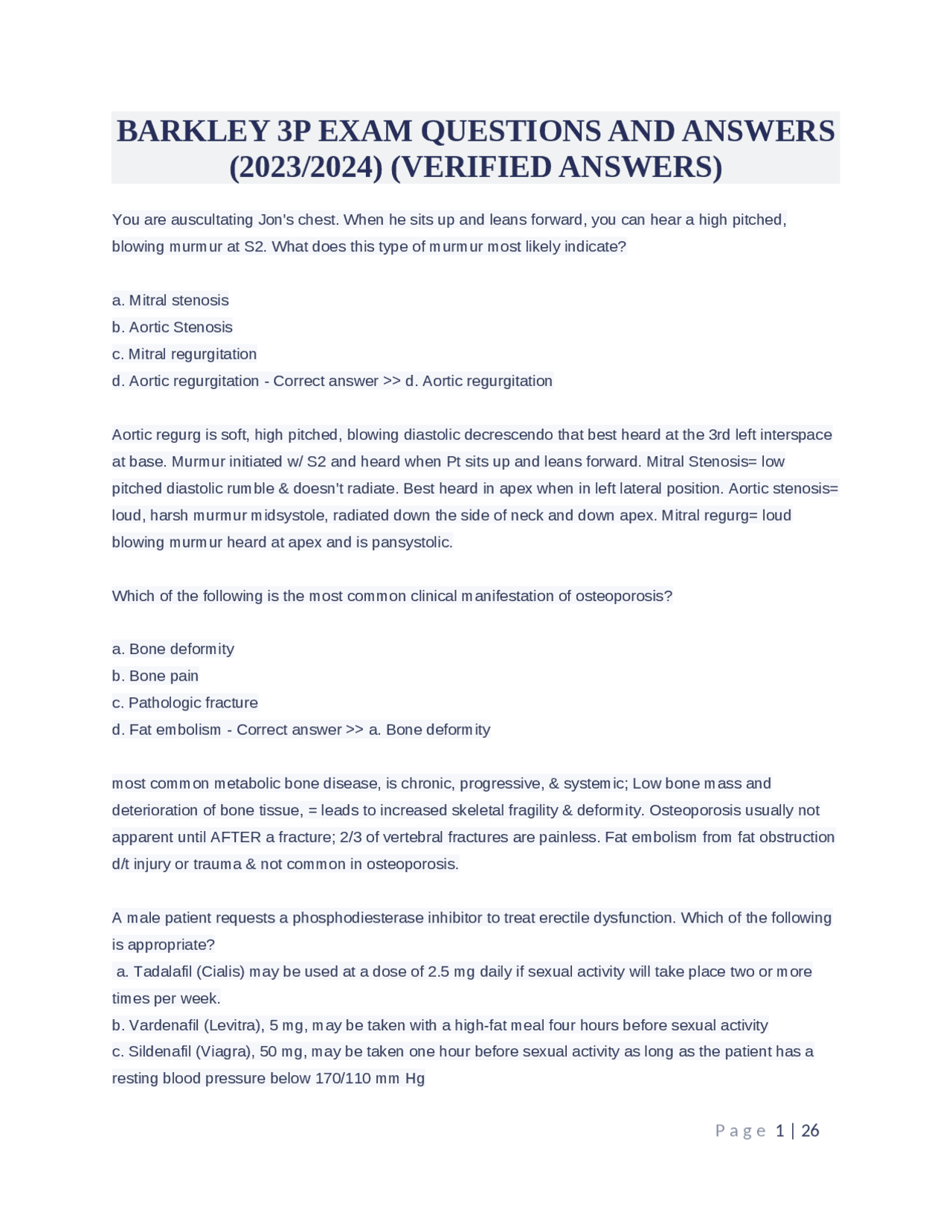 BARKLEY 3P EXAM QUESTIONS AND ANSWERS (2023/2024) (VERIFIED ANSWERS ...