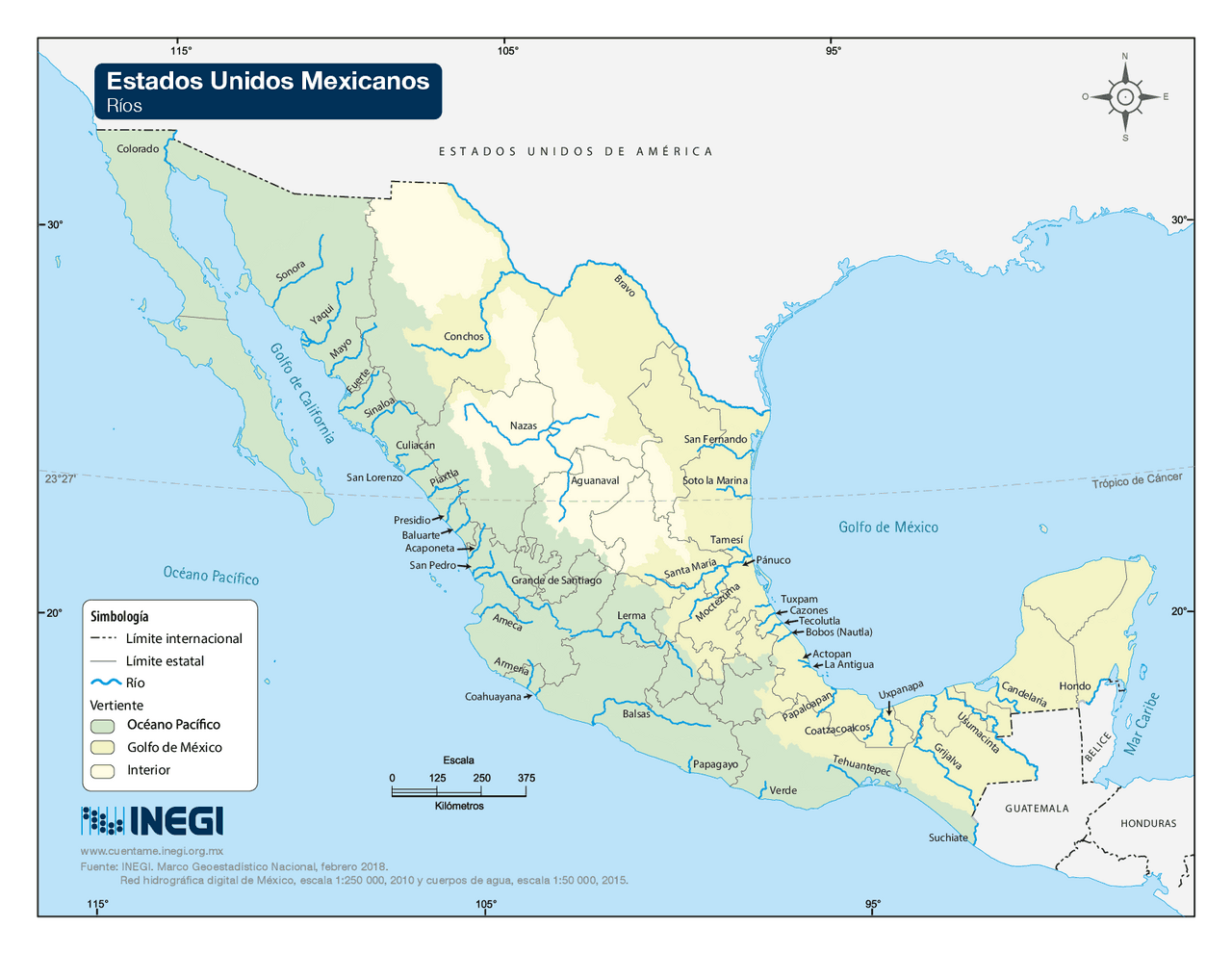 Mapa de los ríos vertientes para estudiantes y para imprimir ...