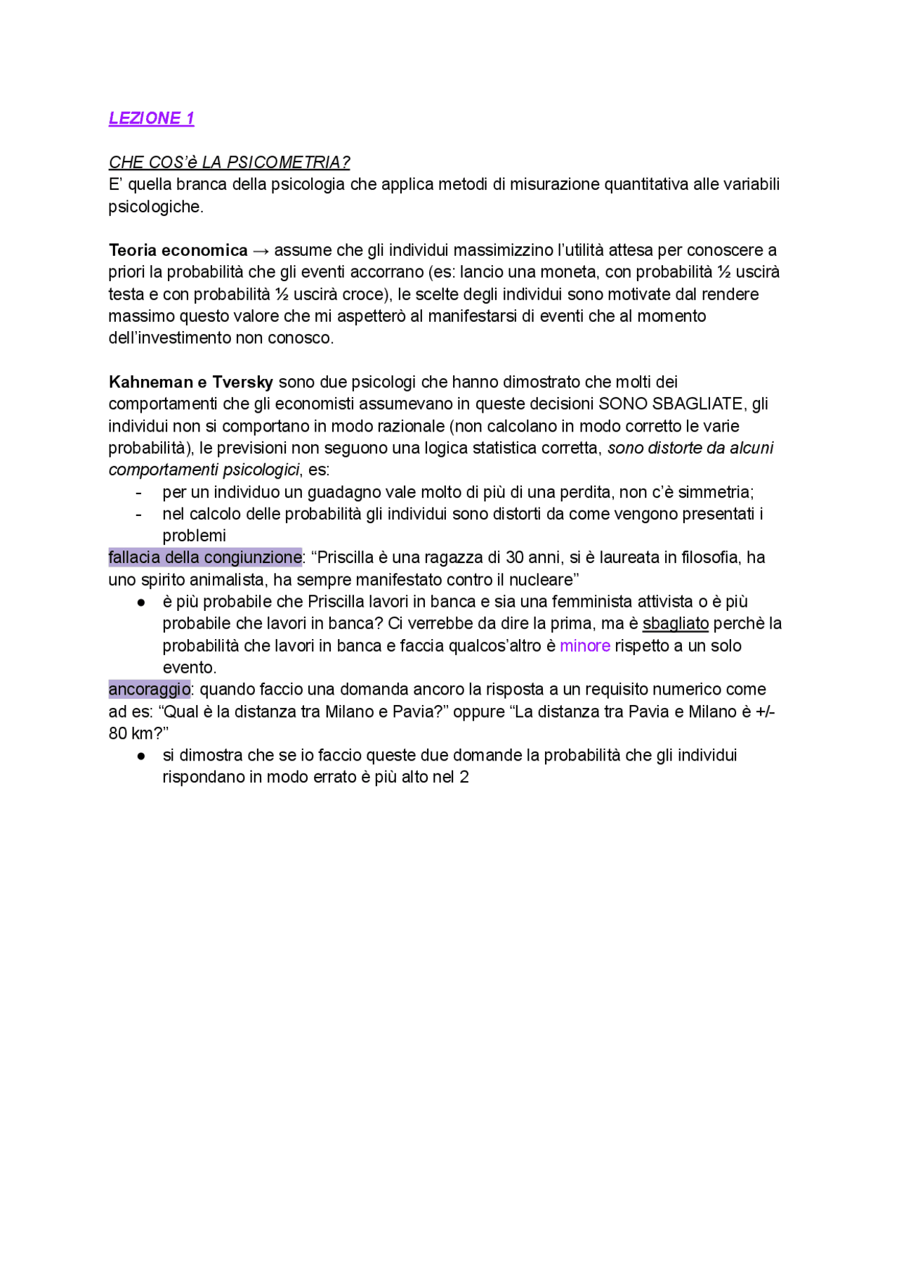 Elementi Di Psicometria Parte 1 Appunti Di Psicometria Docsity