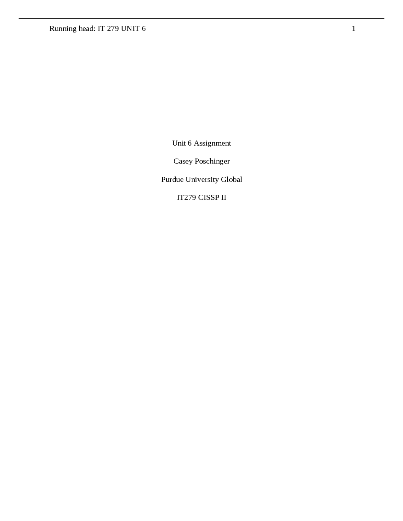 It279 Cissp Ii Unit 6 Assignment Purdue University Assignments