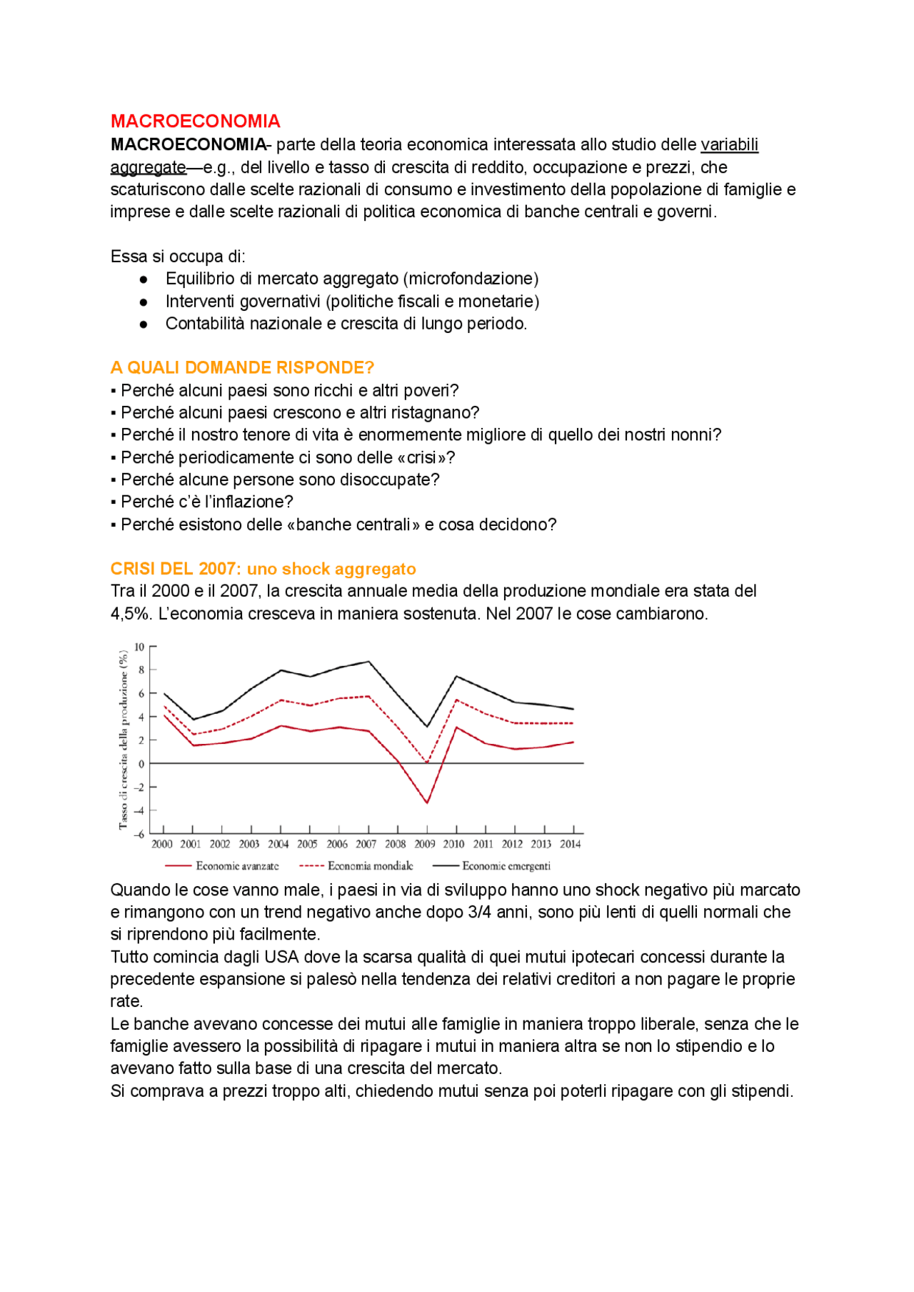 Appunti primo parziale macroeconomia | Appunti di Macroeconomia | Docsity