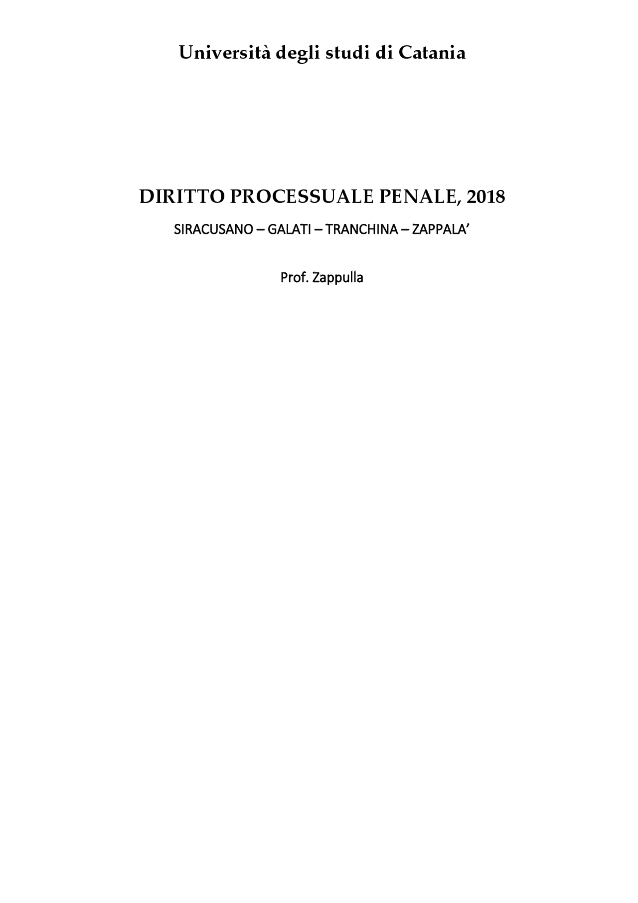 Diritto Processuale Penale Riassunto Sintesi Del Corso Di Diritto