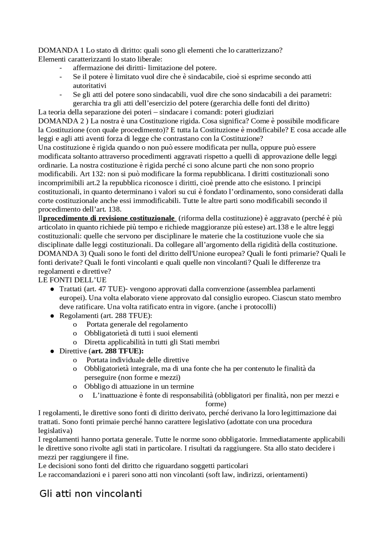 Domande E Risposte Diritto Pubblico Prove Desame Di Diritto Pubblico