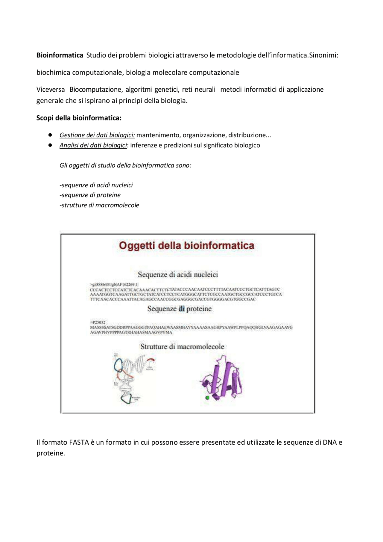 Bioinformatica - prof. Percudani | Appunti di Bioinformatica | Docsity