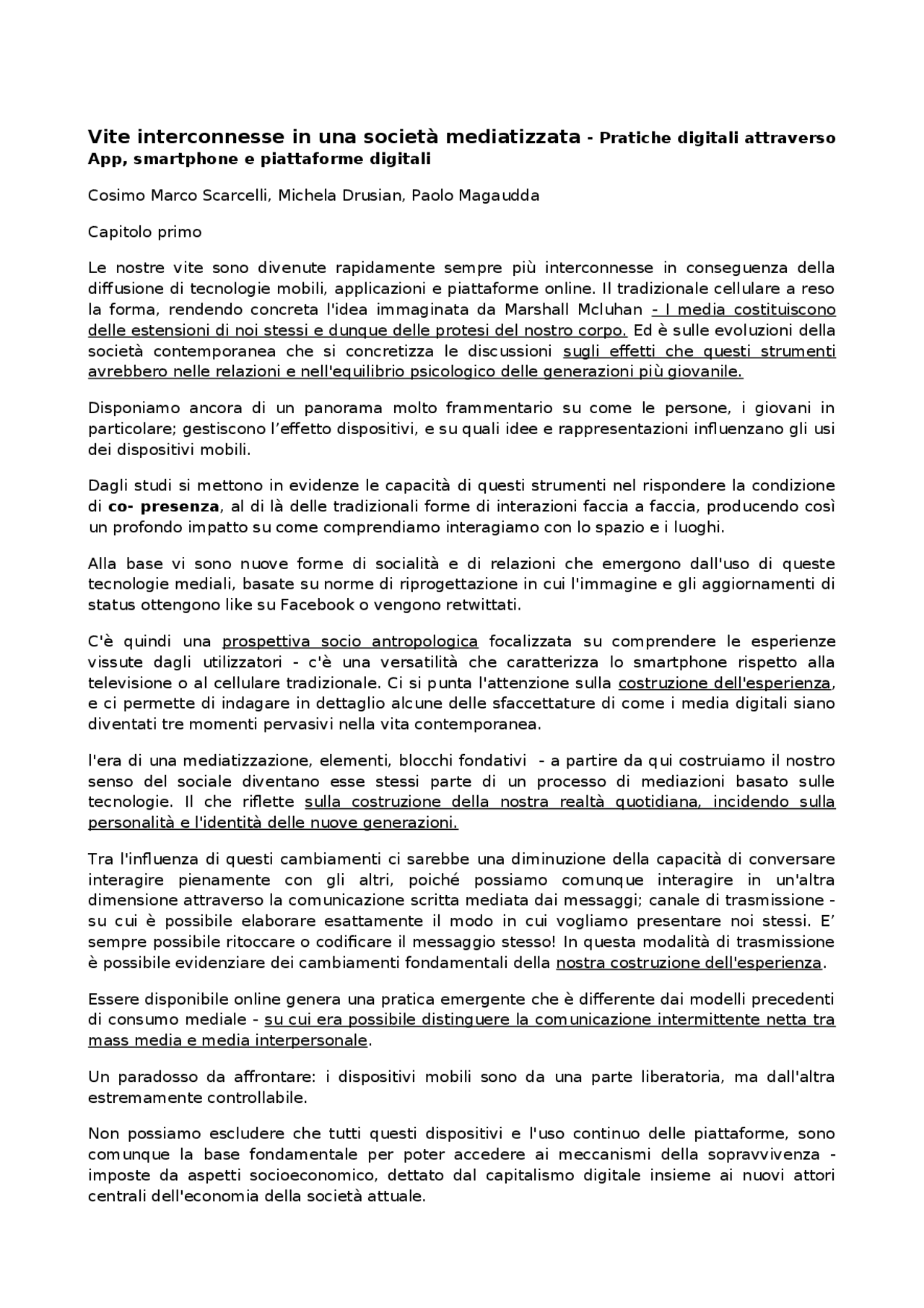 Riassunto Testo Di Esame Vite Interconnesse In Una Società