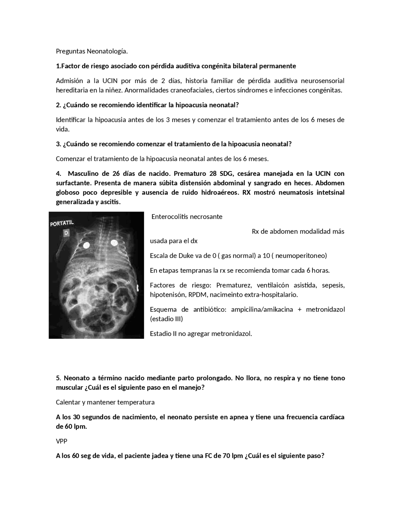 neonatologia preguntas | Resúmenes de Neonatología | Docsity