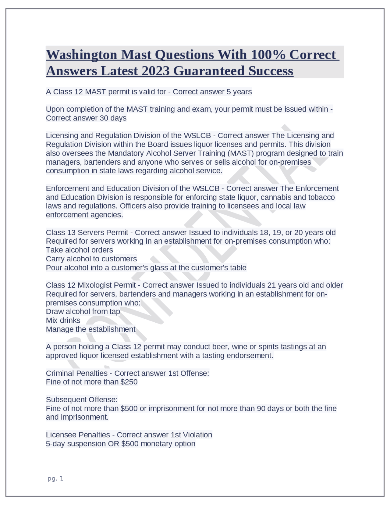 Washington Mast Questions With 100% Correct Answers Latest 2023 ...