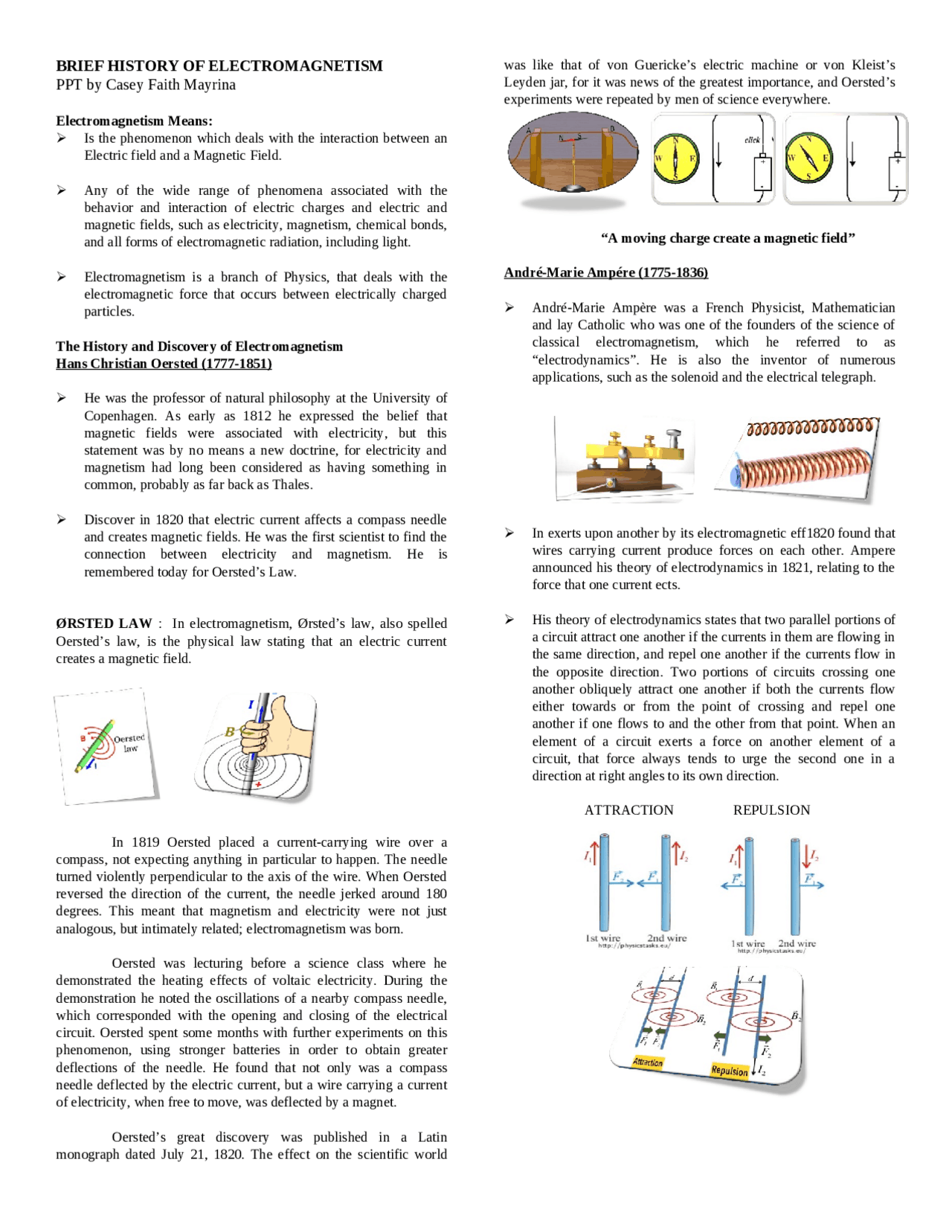 Brief_history_of_electromagnetis | Summaries Electronics | Docsity