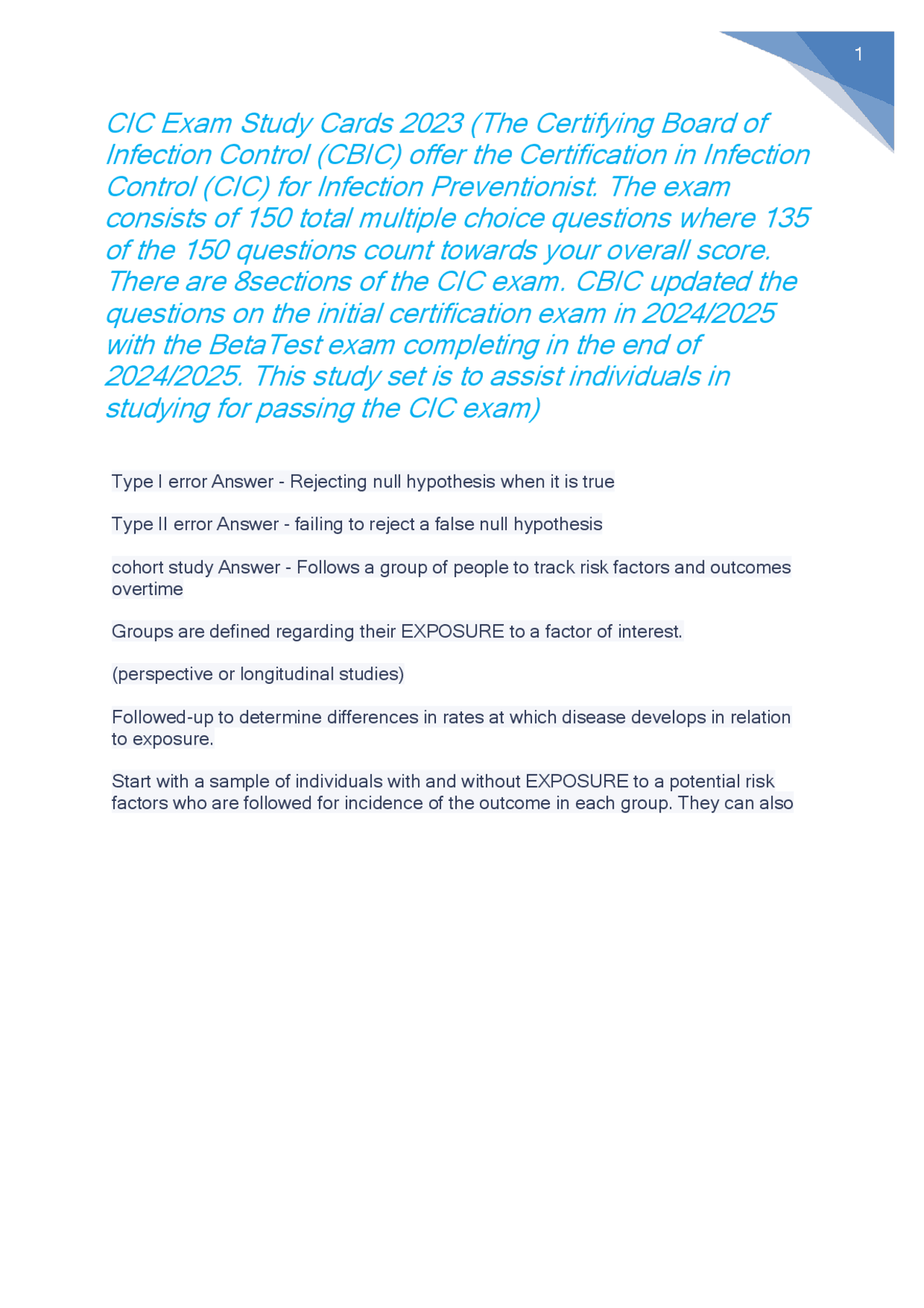 CIC Exam Study Cards 2023 (The Certifying Board of Infection Control ...