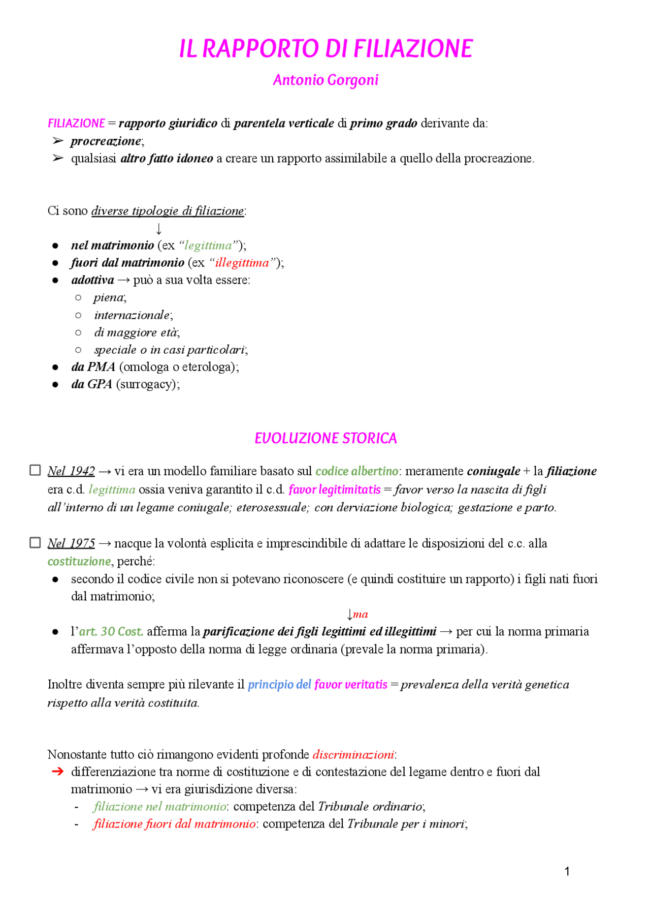 Appunti Filiazione Riassunto Cap 4 E 5 Alessandra Cordiano 2023