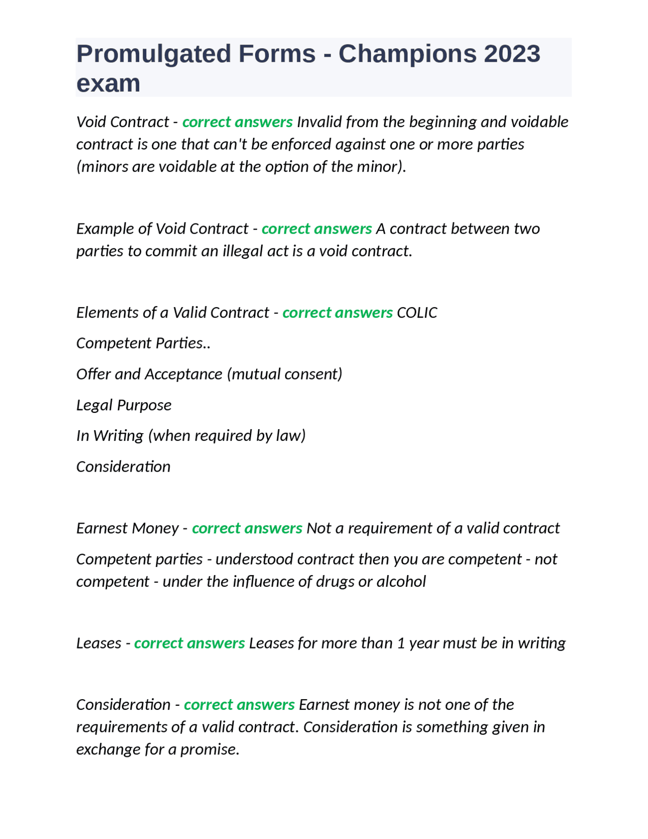 Promulgated Forms - Champions 2023 exam | Exams Nursing | Docsity