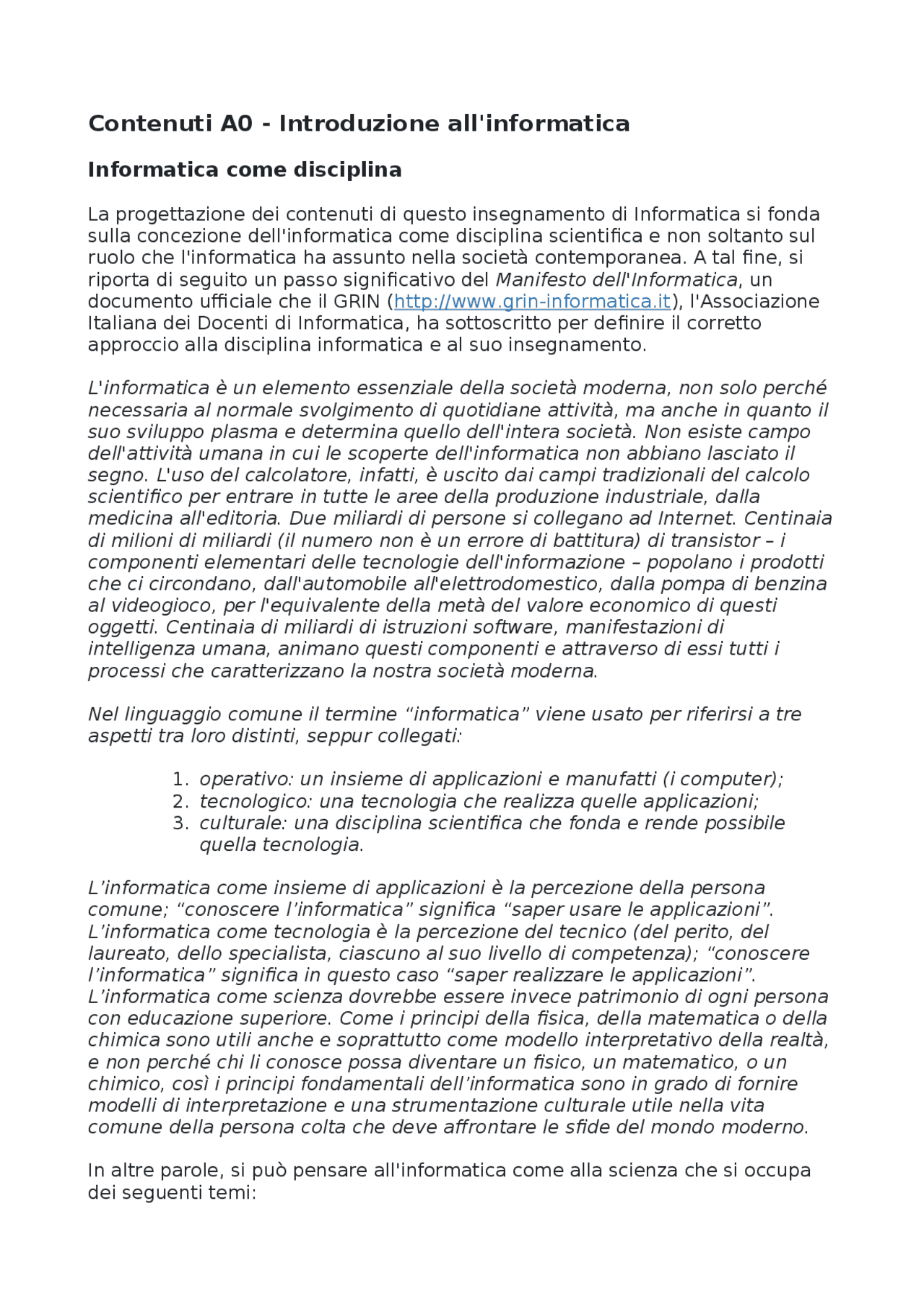 Accertamento competenze informatiche | Sbobinature di Elementi di Informatica | Docsity