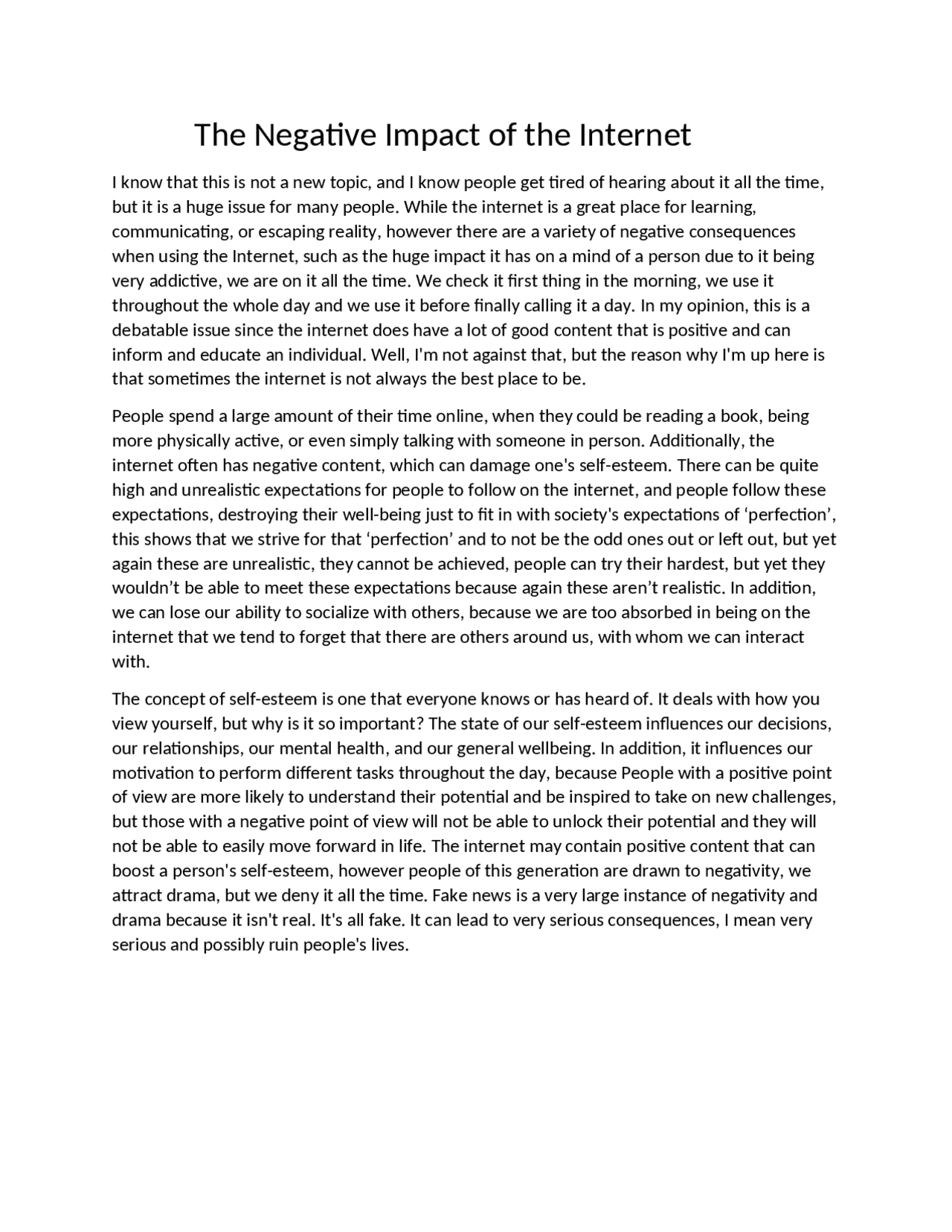Speech About The Dangers Of The Interent Lecture Notes Law Docsity