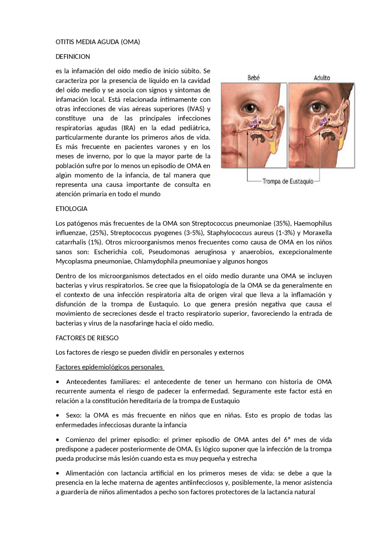 Otitis Media Aguda Oma Apuntes De Otorrinolaringología Docsity