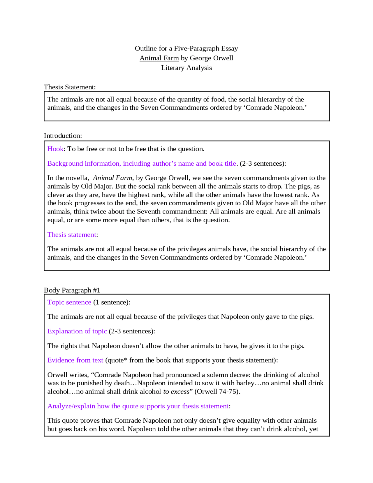 Analyzes Animal Farm | Essays (high school) English | Docsity