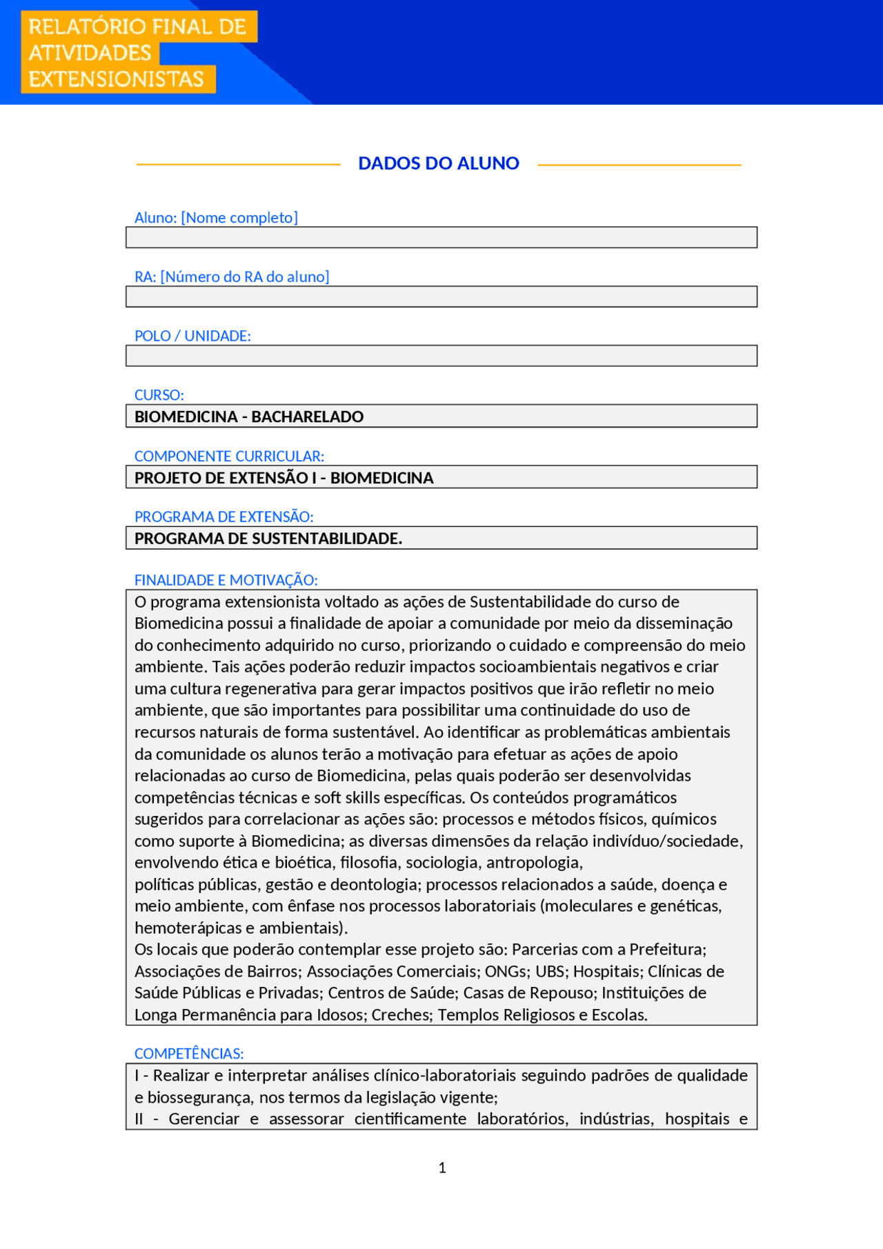 Projeto De ExtensÃo I Biomedicina Trabalhos Biomedicina Docsity