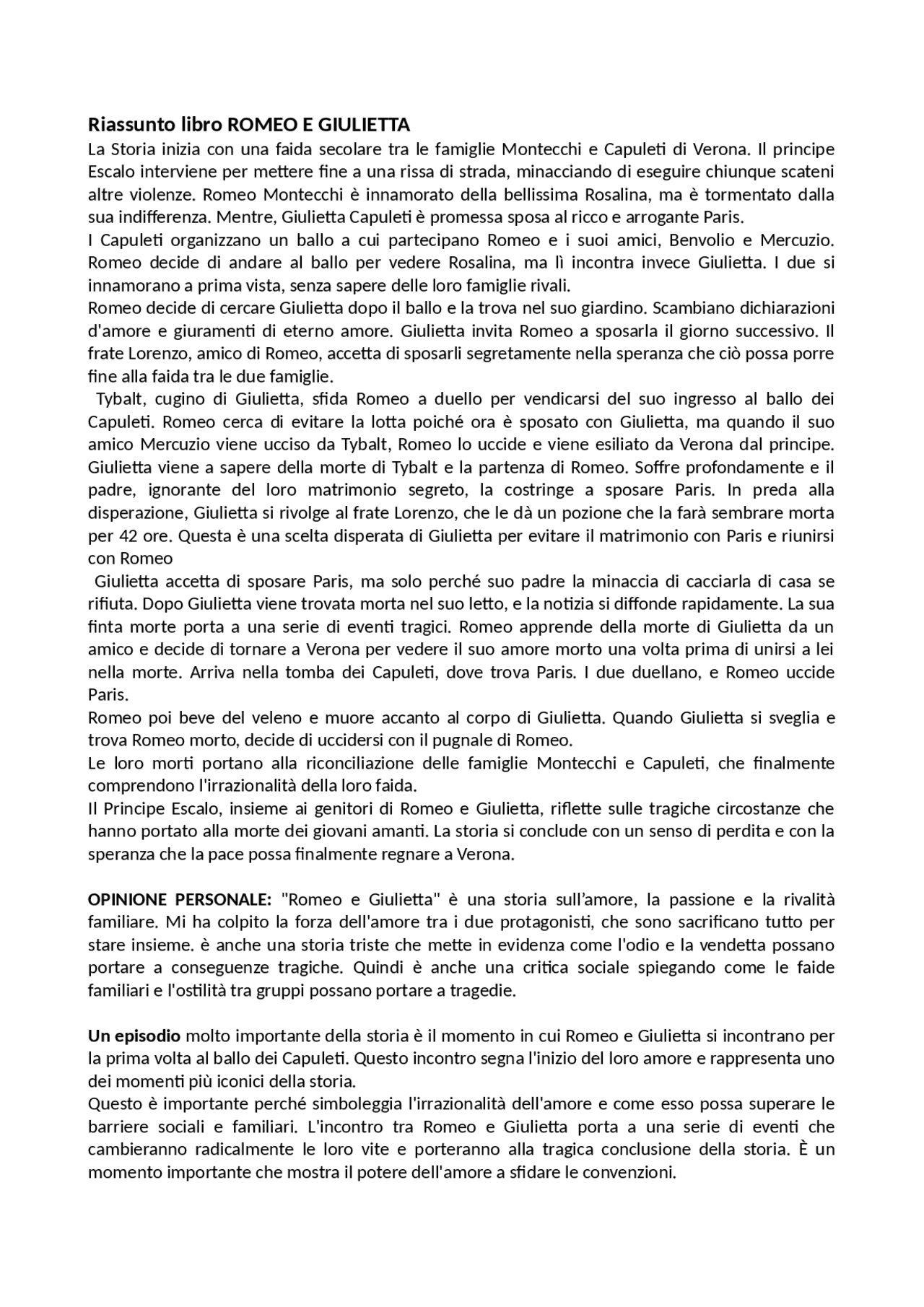 Riassunto Libro Romeo E Giulietta Appunti Di Inglese Docsity