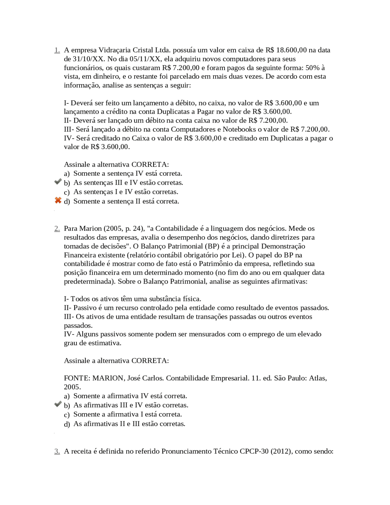 Prova Final Objetiva Contabilidade Uniasselvi Provas Contabilidade