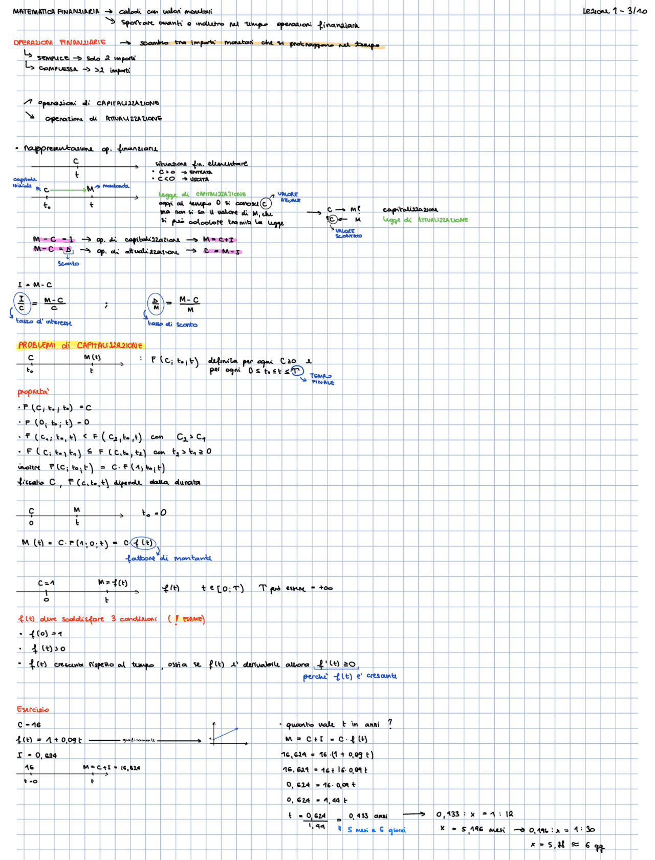 Lezione 1 di matematica finanziaria e attuariale | Schemi e mappe ...